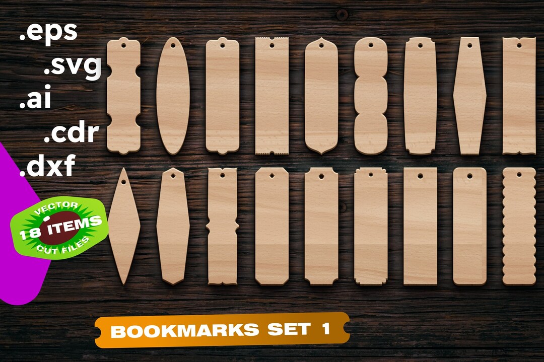 Bookmarks Set 1 Tags Svg Reading Dxf Files CNC Files for Wood - Etsy