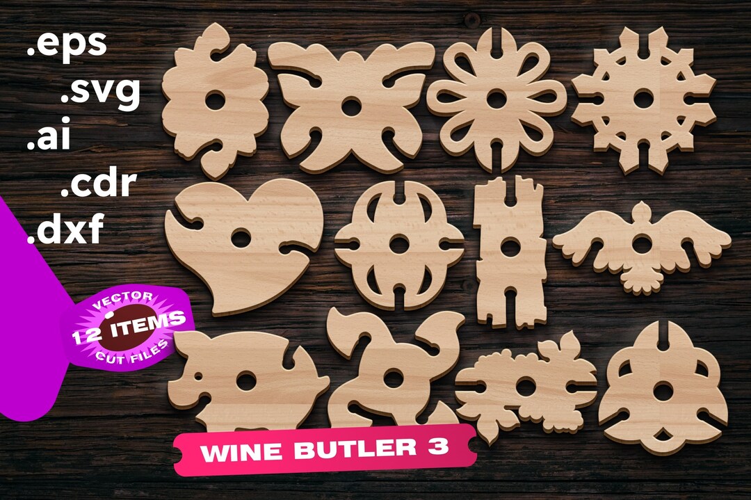 Wine Butler SVG Set, Laser Cut Files (digital Download) - Etsy