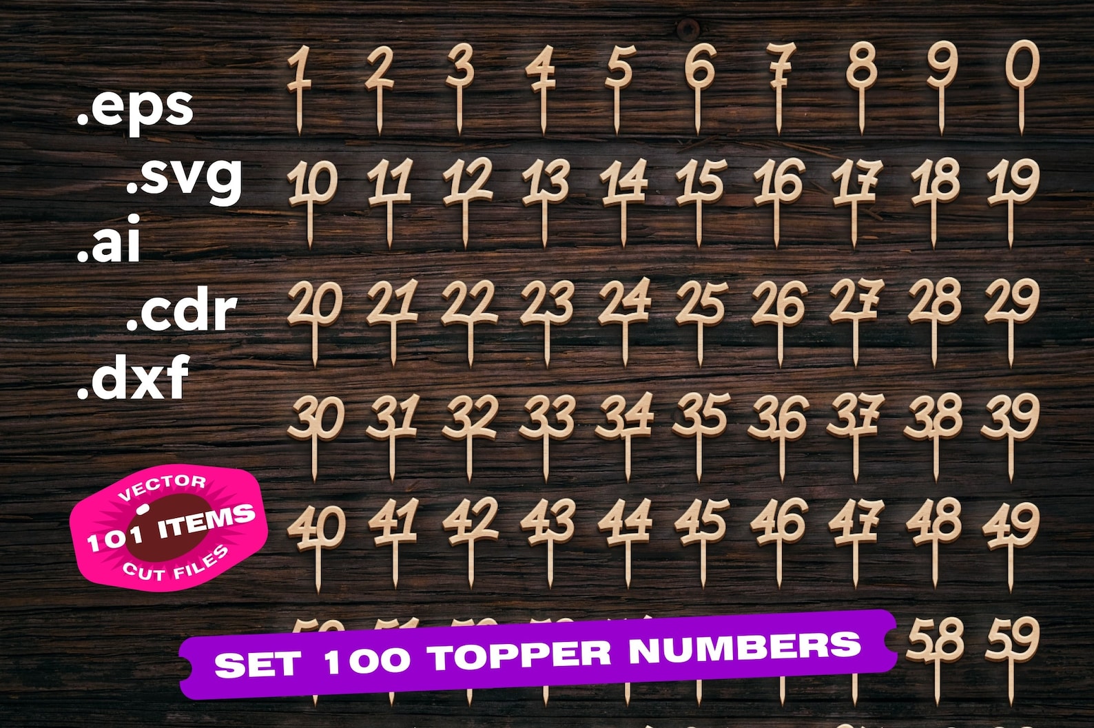 Number Cake Topper Laser Cut Files, SVG, DXF, CDR (digital Download) - Etsy