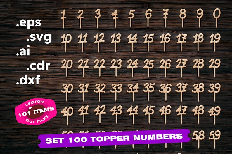 Number Cake Topper Laser Cut Files, SVG, DXF, CDR (digital Download) - Etsy