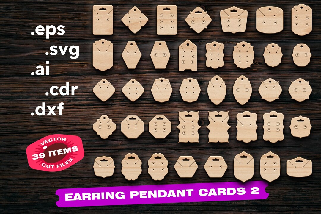 Earring Card SVG Files, Pendant Tag Laser Cut Template (digital ...