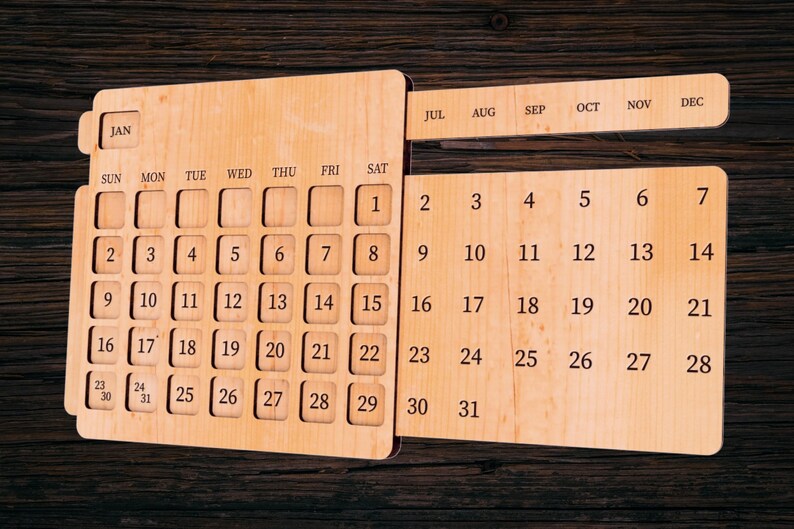 Perpetual Calendar Laser Cut File (svg, Dxf, Ai, Eps, Cdr) (digital ...