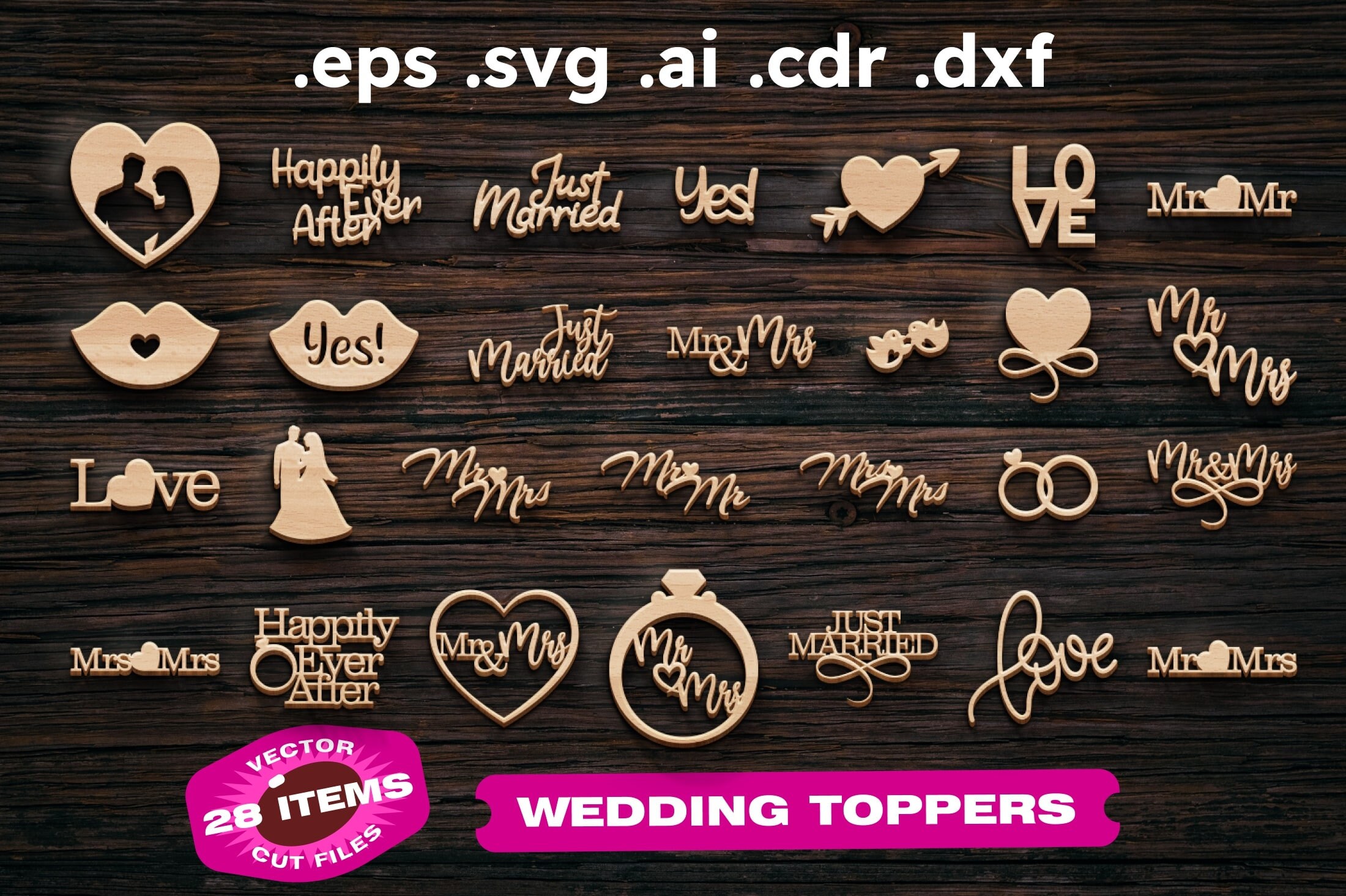 Wedding Topper Svg Bundle Laser Cut Files Cut Files Cake - Etsy
