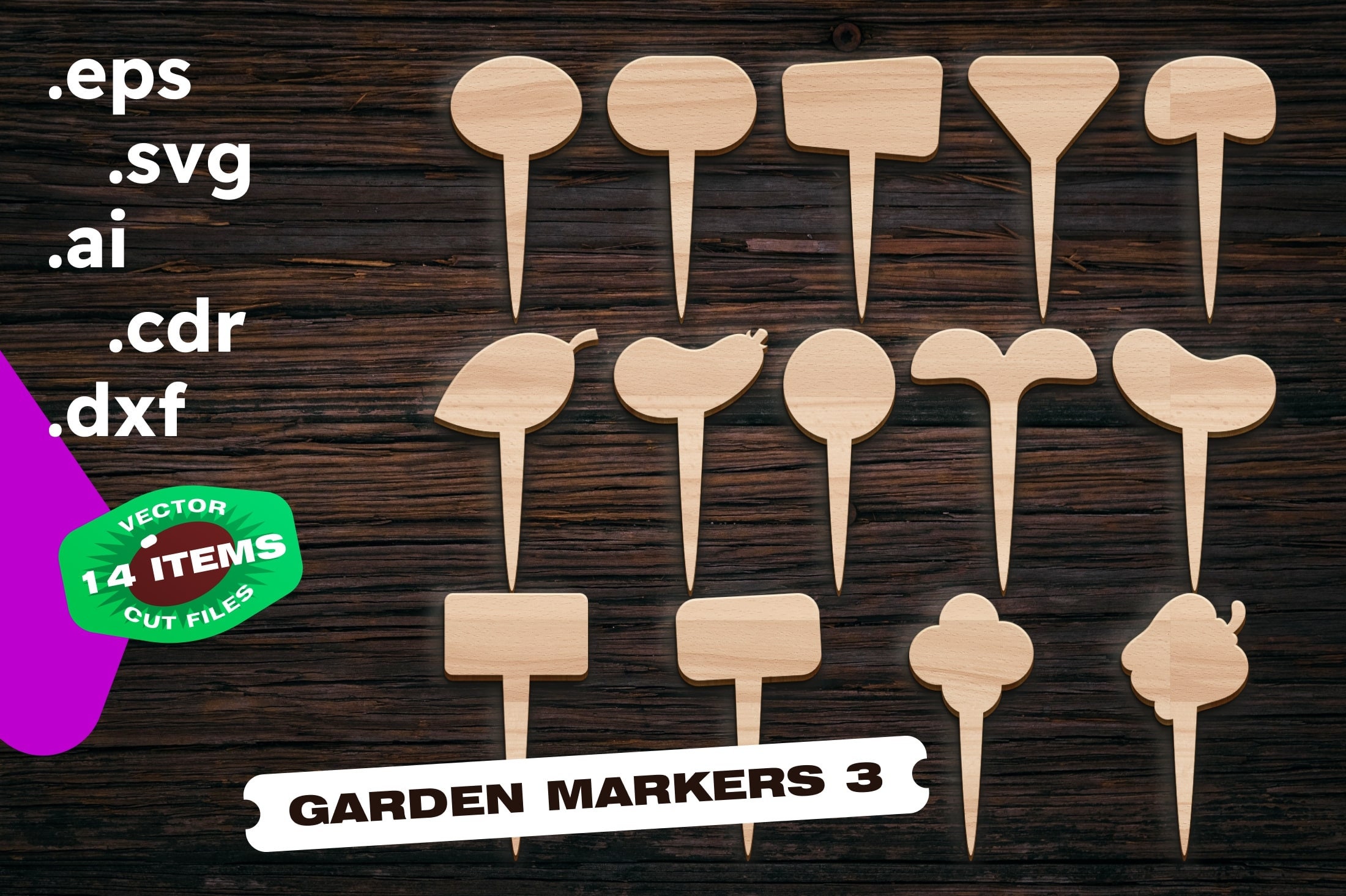 Vegetable Garden Markers Set Svg Laser Cut Files Vegetable - Etsy
