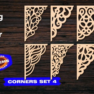 Corner Set Svg CNC Files for Wood Curtain Frame Laser Cut Files Laser ...
