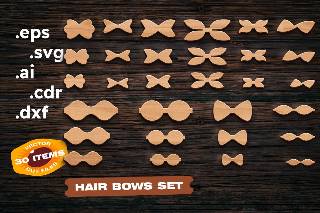 Hair Bow Set Bundle Set Svg Tie Laser Cut Files Cdr Files for Cnc Files ...