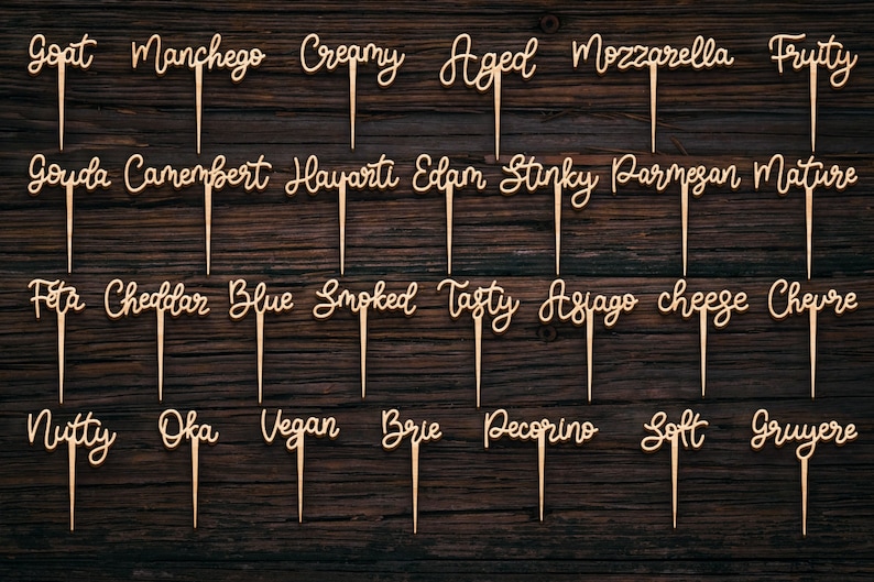Cheese Markers 2 Set Svg Laser Cut Files Cheese Board Labels - Etsy