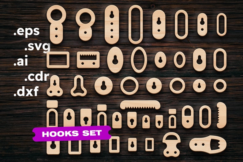Hook Set SVG | Laser Cut Files, CNC Template (digital Download) - Etsy ...