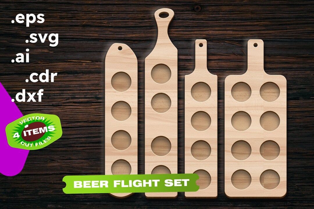 Beer Flight Boards Laser Cut Files, CNC Wood Kitchen Set (SVG DXF ...