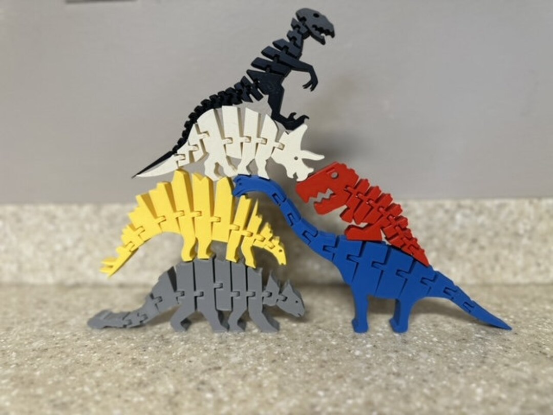 Flexible Dinosaur Model Set, Stacking Blocks, Montessori, 6-piece Set ...
