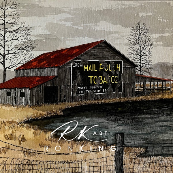 Tobacco Barn Painting - Etsy