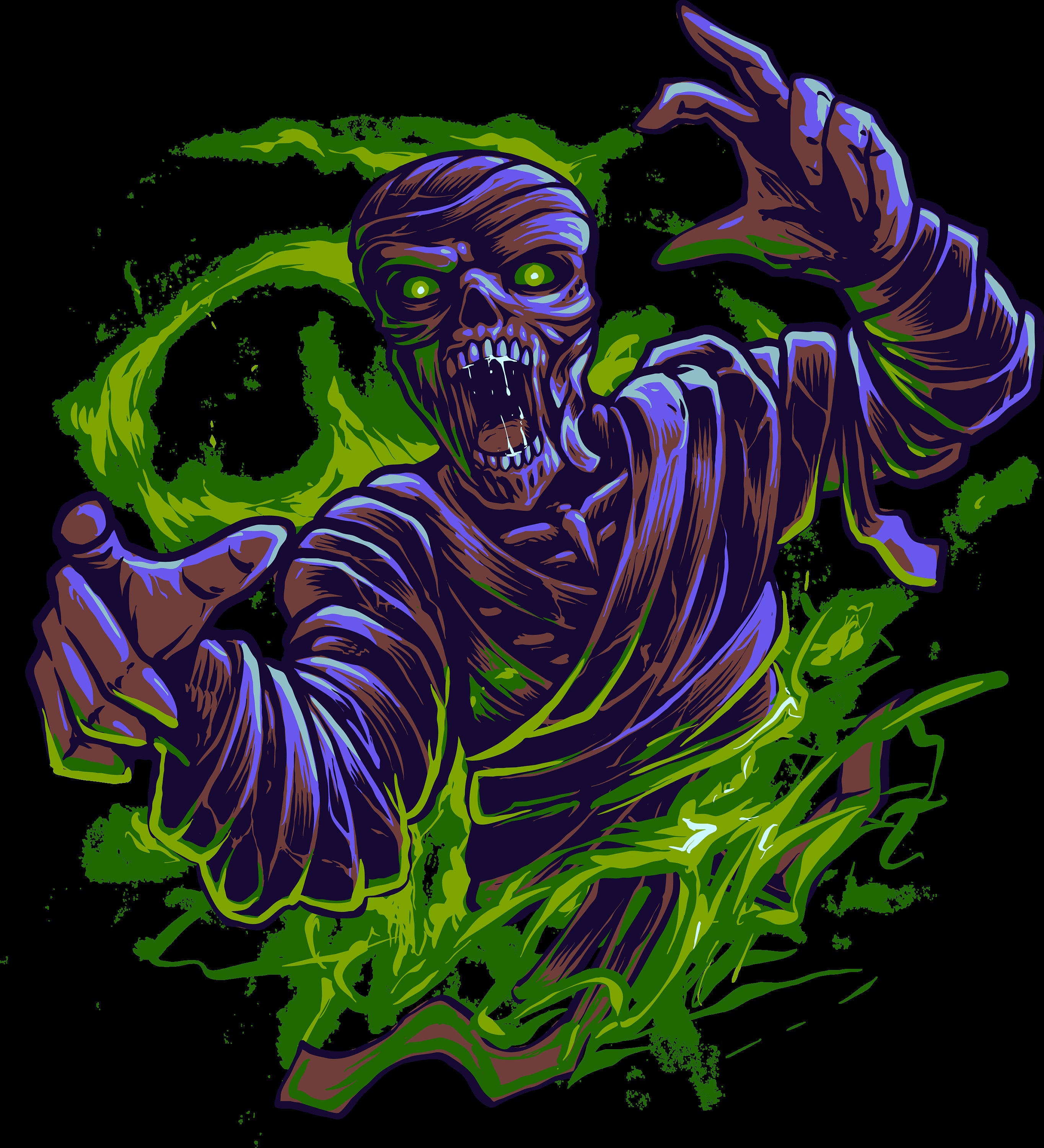 Zombie Mummy Digital Art, Horror, Tattoo, Graphic, Wall Art, Vector ...