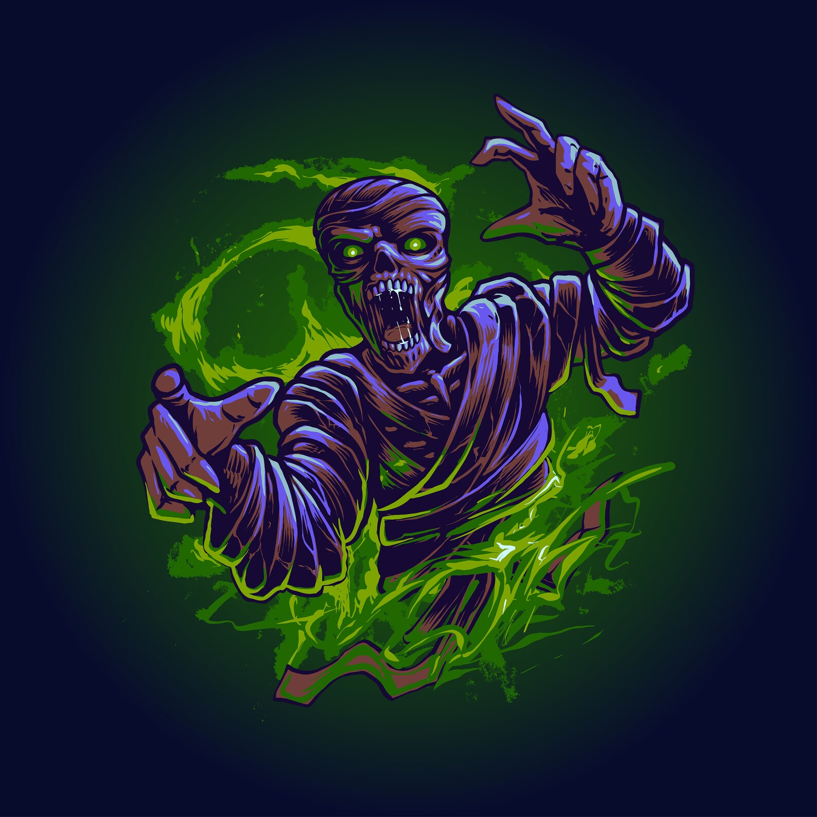 Zombie Mummy Digital Art, Horror, Tattoo, Graphic, Wall Art, Vector ...