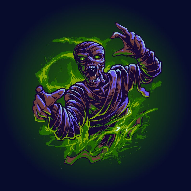 Zombie Mummy Digital Art, Horror, Tattoo, Graphic, Wall Art, Vector ...