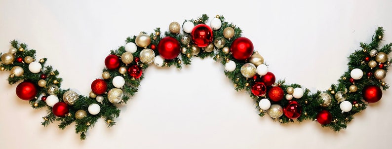 9ft Christmas Garland Red & Gold - Etsy