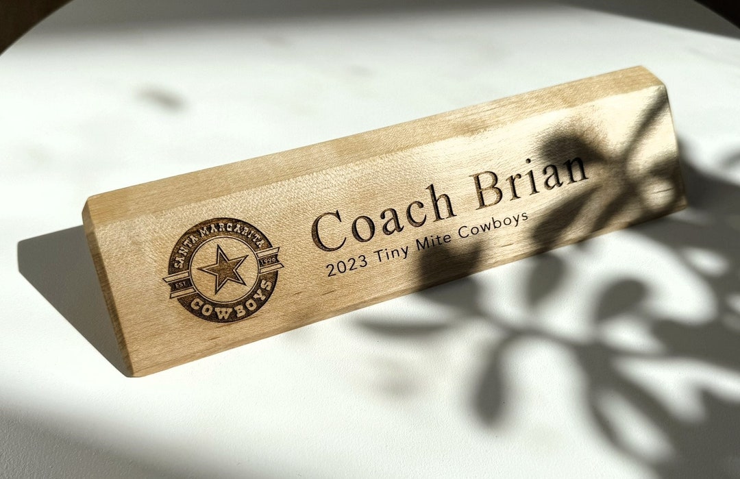 DESK NAME WEDGE | Personalized Modern Solid Wood Desk Name Plate | Free ...