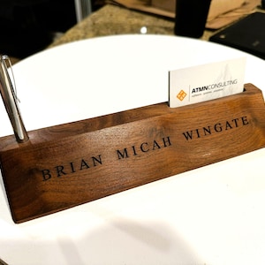 DESK NAME WEDGE | Personalized Modern Solid Wood Desk Name Plate | Free ...