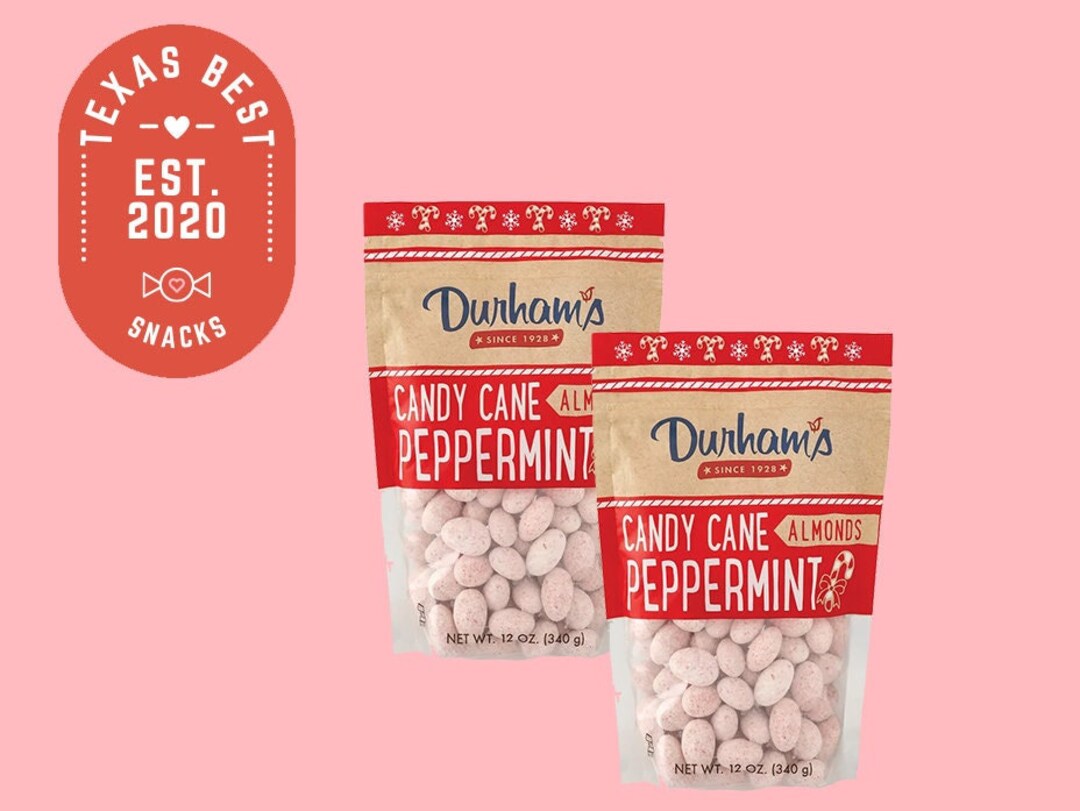Candy Cane Peppermint Flavored Almonds Texas Snacks Seasonal - Etsy