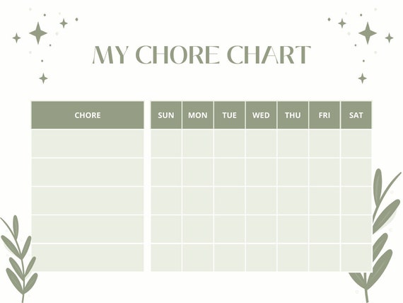Printable Chore Chart - Etsy