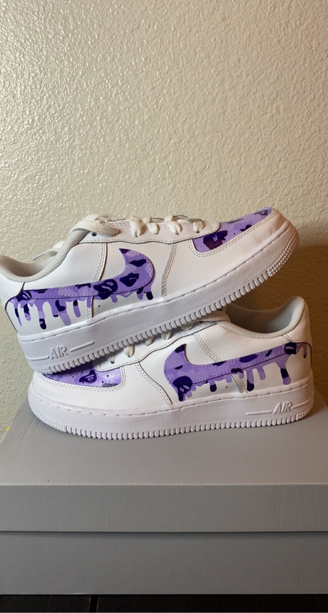 Blue Camo Custom Air Forces / Custom Shoes - Etsy