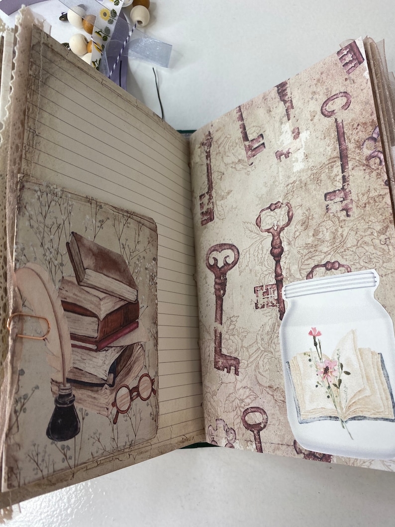 Book Junk Journal, Handmade Gift, Scrapbook Album, Notedaisyco ...