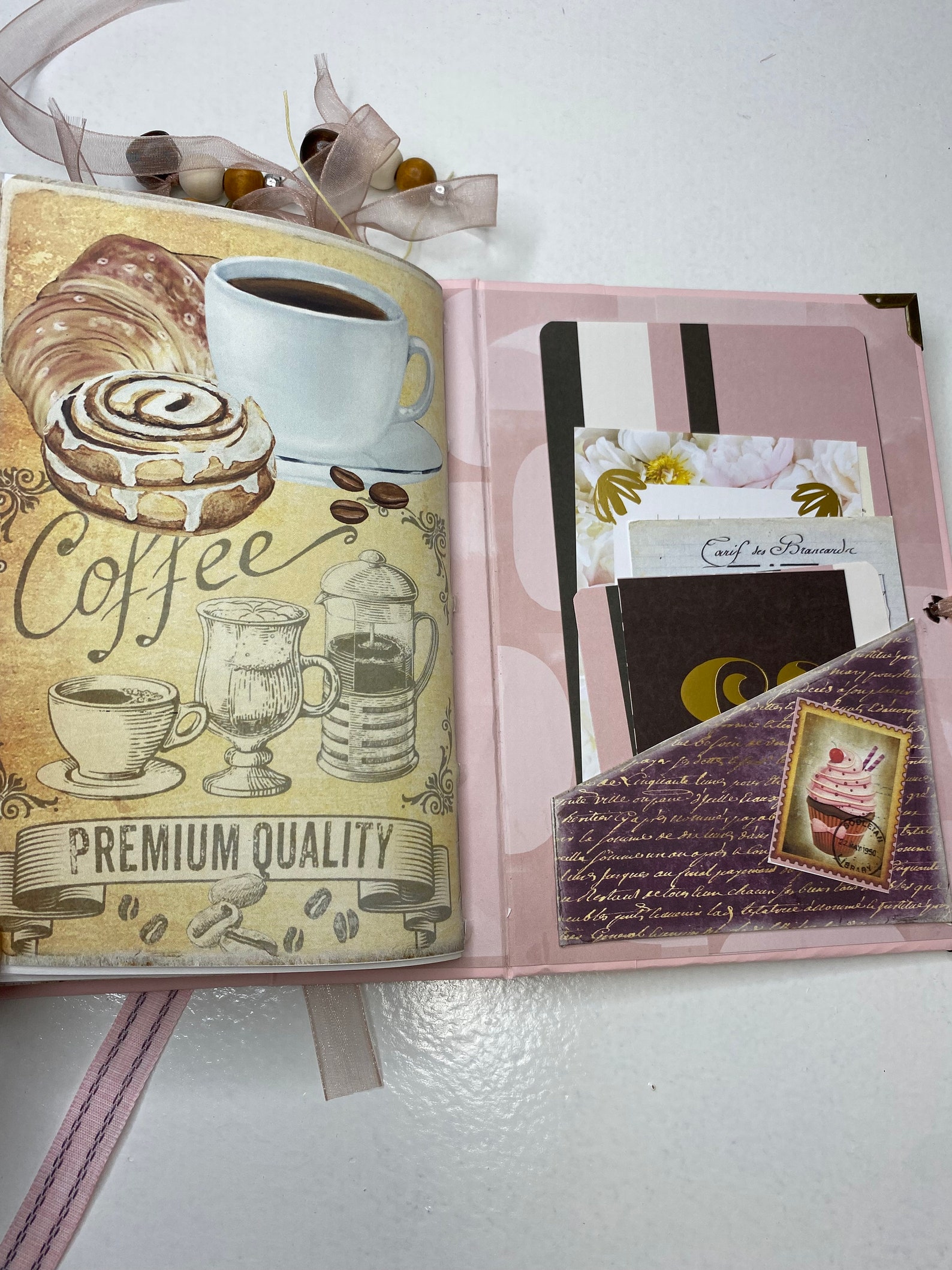 Coffee, Chocolate Themed Junk Journal, Handmade Coffee Journal ...