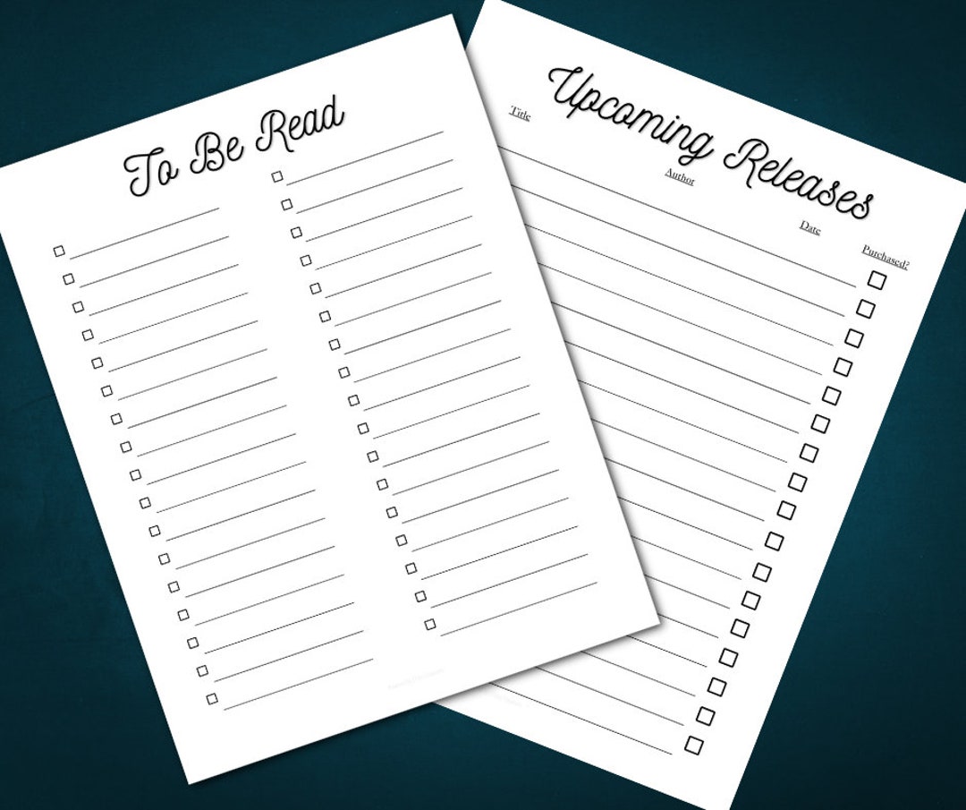 Book Tracking List, to Be Read and Upcoming Releases (digital Download ...