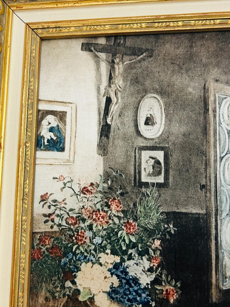 Vintage Tyrolean Interior Copper Etching on Silk, Signed A. Kimple ...