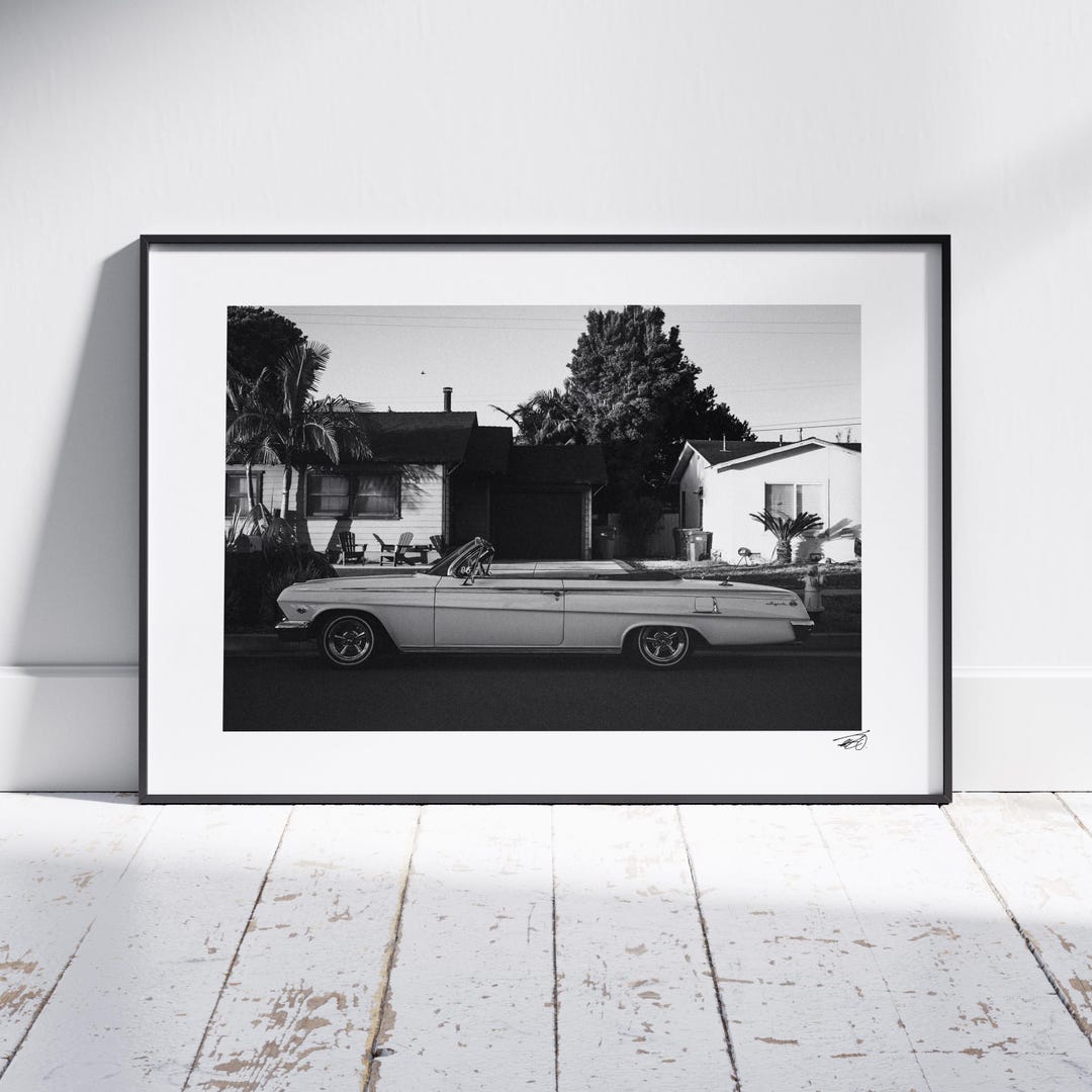 Chevy Impala Wall Art – Black and White Classic Car Print, Vintage ...