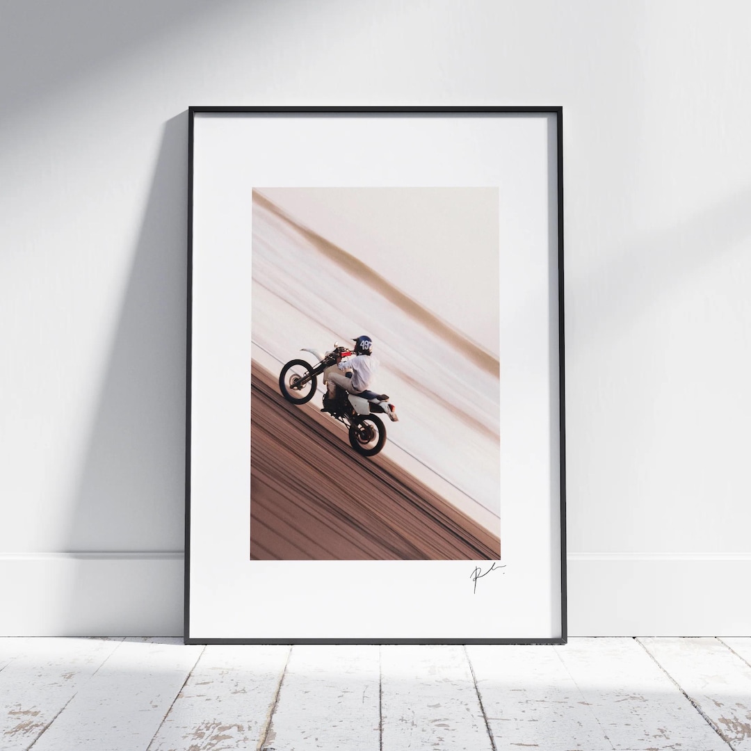 Beach Motorcycle Wall Art Moto Adventure Poster, Surf & Ride Print ...