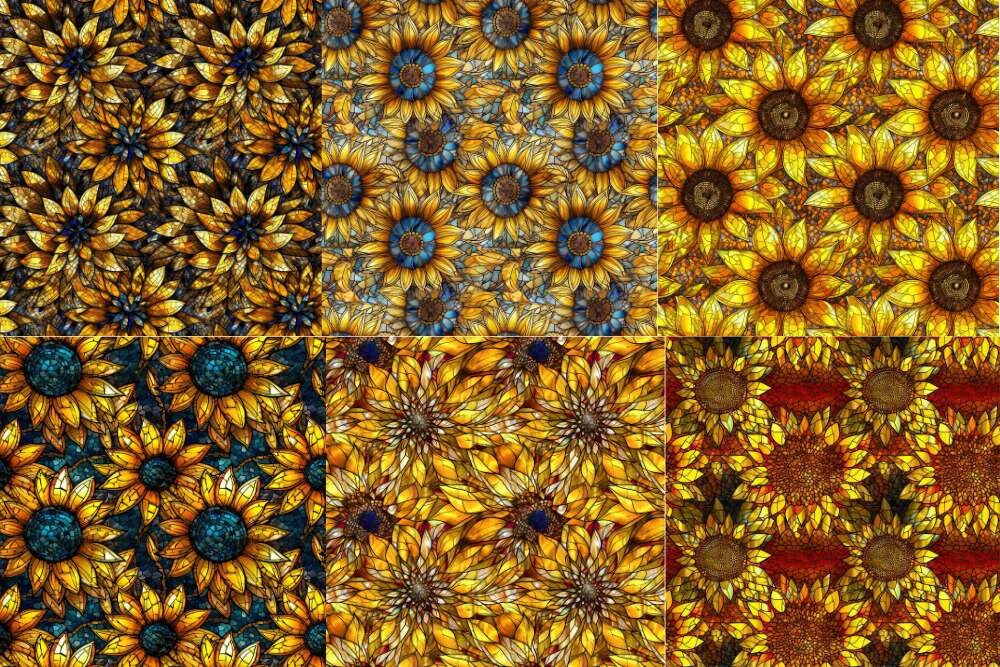 Sunflower Stained Glass Digital Papers - Instant Download - Commercial ...