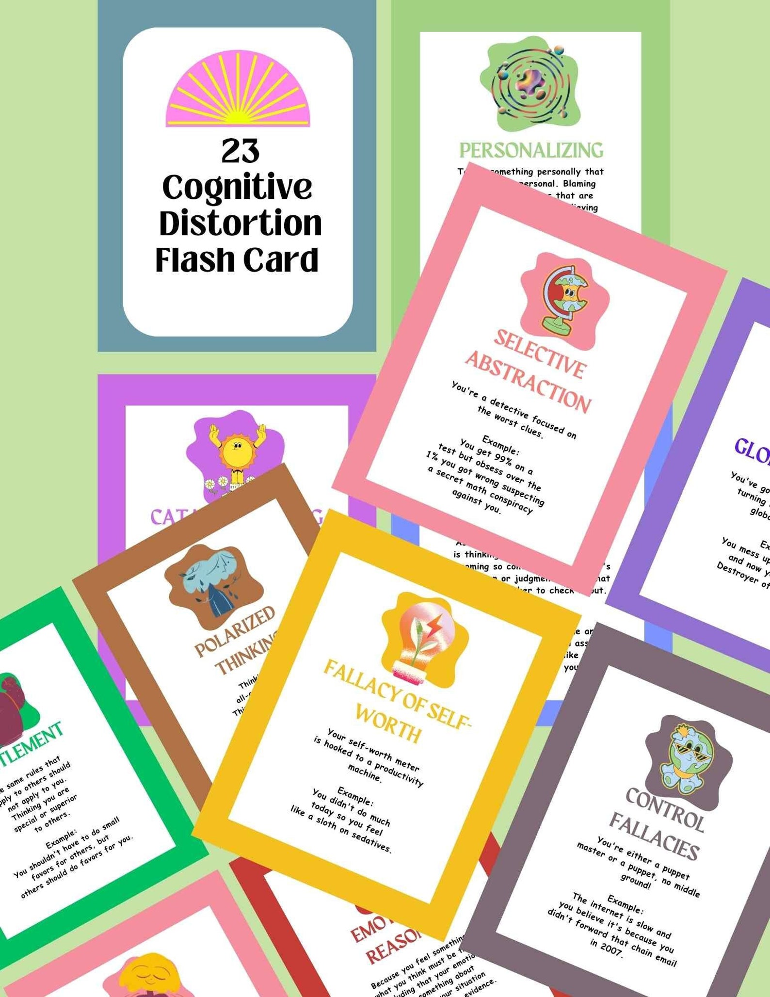 Cognitive Distortion Flash Cards, CBT Cards, Cognitive Behavioral ...