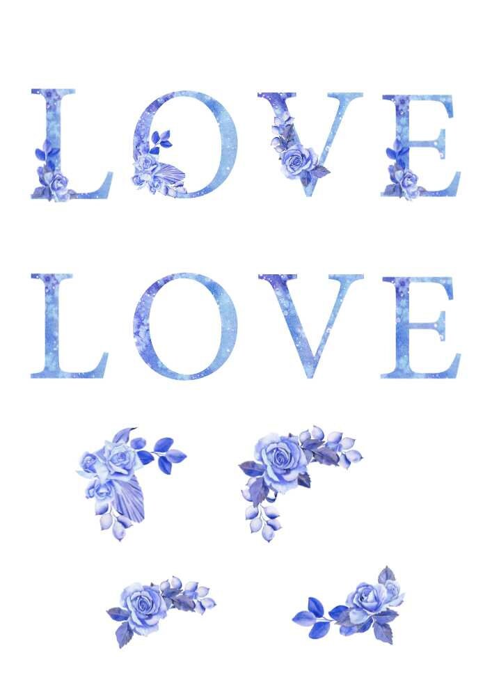 Alphabet Watercolor Blue Floral Alphabet Letters Digital - Etsy