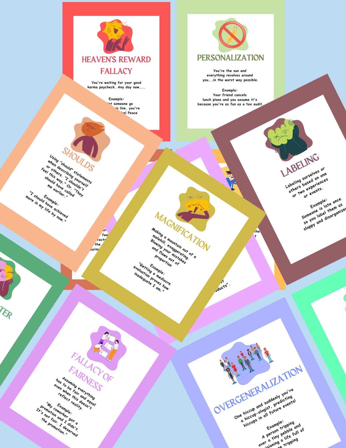 Cognitive Distortion Flash Cards, CBT Cards, Cognitive Behavioral ...