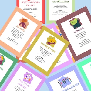Cognitive Distortion Flash Cards, CBT Cards, Cognitive Behavioral ...
