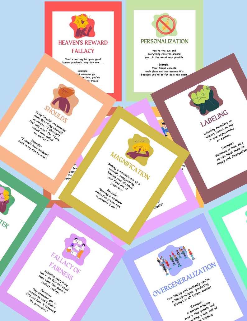 Cognitive Distortion Flash Cards, CBT Cards, Cognitive Behavioral ...