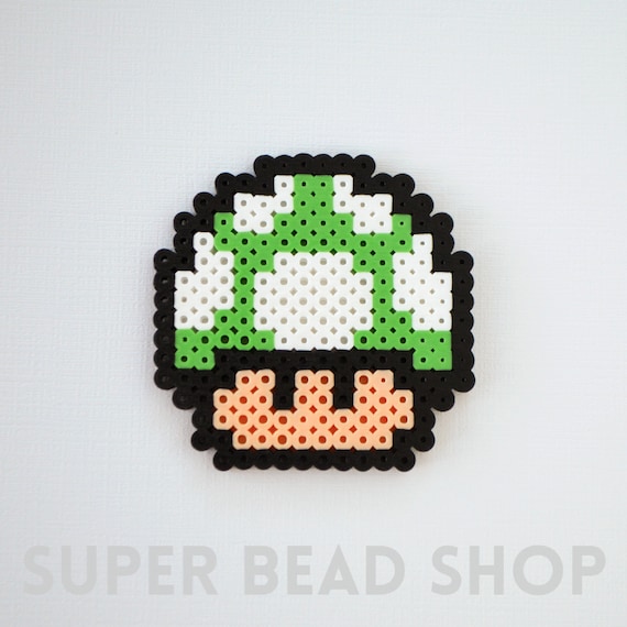 Super Mario 1-up Mushroom Perler Pixel Art - Etsy