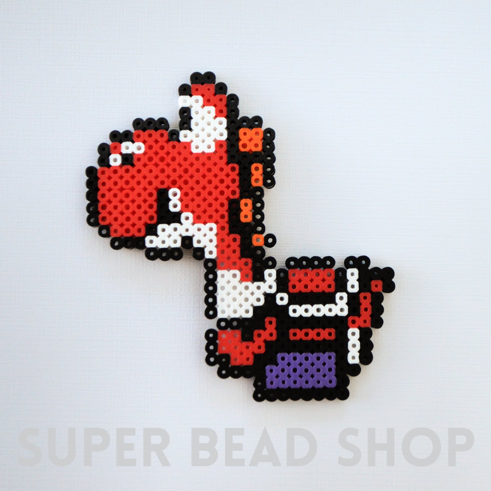 Super Mario Red Yoshi Perler Pixel Art - Etsy
