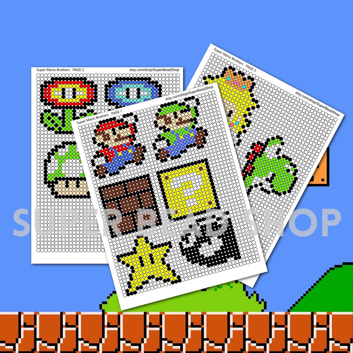 Super Mario Bros Perler Bead Patterns - Etsy Canada
