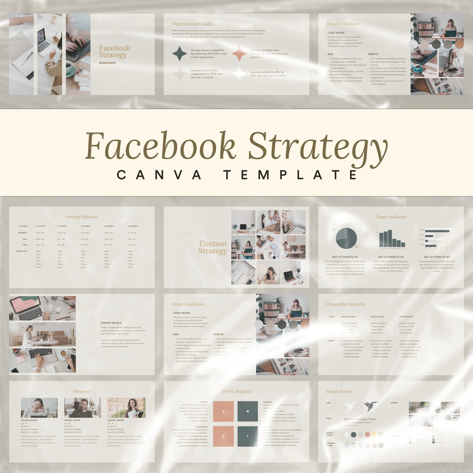 Facebook Strategy Template Social Media Strategy Marketing Strategy ...