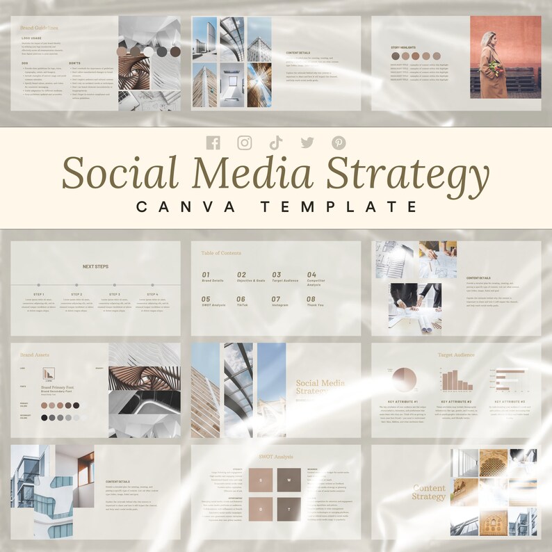 Social Media Strategy Template Designed in Canva | Social Media Plan ...