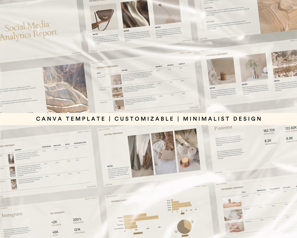 Social Media Analytics Report Template Canva Template - Etsy
