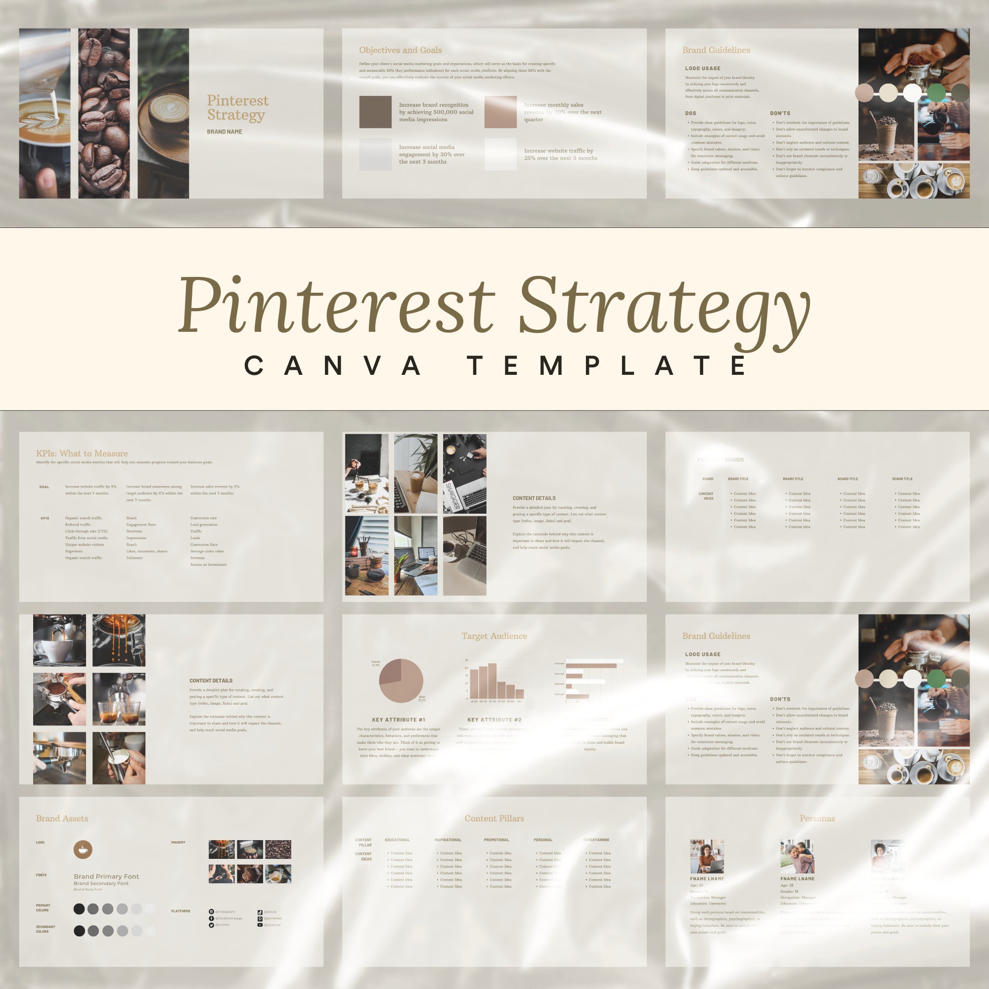 Pinterest Strategy Canva Template Social Media Strategy Marketing ...