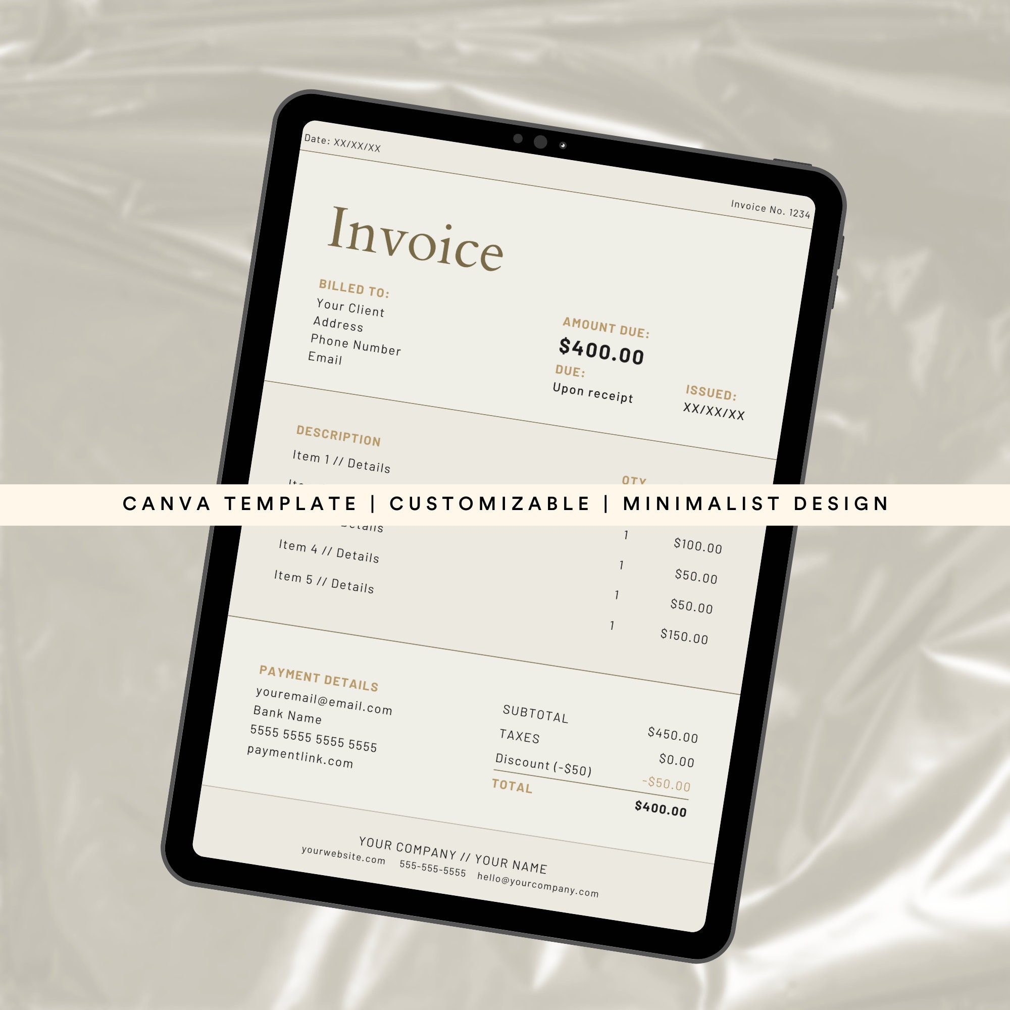Client Billing Invoice Template | Custom Canva Template | Printable ...