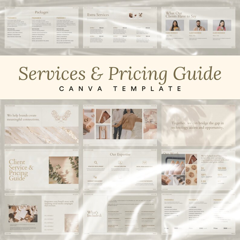 Services & Pricing Guide | Canva Template | Service Guide | Pricing ...