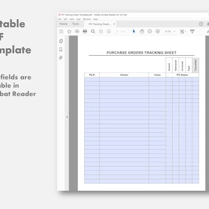 Purchase Orders Tracking Sheet in PDF & Microsoft Word Editable Digital ...