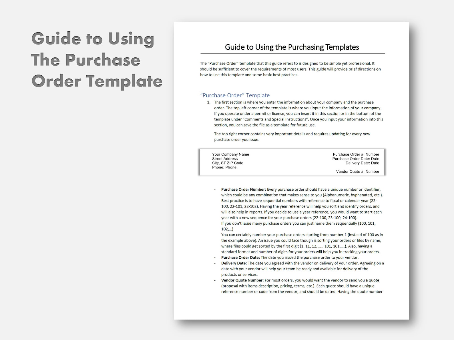 Purchase Order Form in PDF and Microsoft Word Editable Digital Download ...