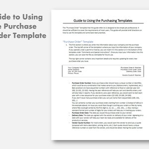 Purchase Order Form in PDF and Microsoft Word Editable Digital Download ...