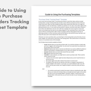 Purchase Orders Tracking Sheet in PDF & Microsoft Word Editable Digital ...