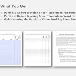 Purchase Orders Tracking Sheet in PDF & Microsoft Word Editable Digital ...
